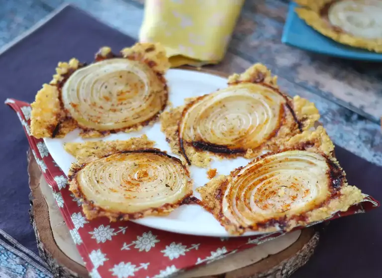 Super crispy homemade onion and parmesan chips