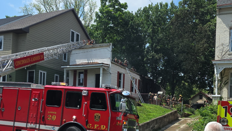 Cincinnati firefighters respond to two-alarm fire at house in Northside
