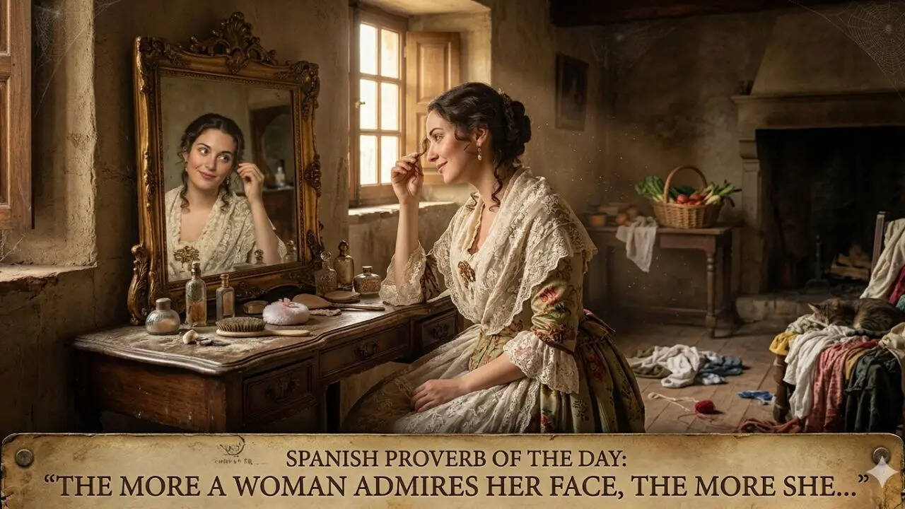 Spanish proverb of the day: "The more a woman admires her face, the ...