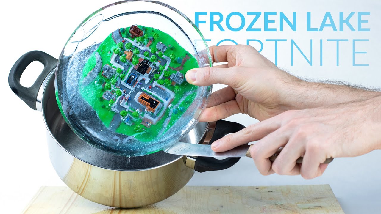 Creating a polymer clay frozen lake scene from Fortnite's Greasy Grove ...