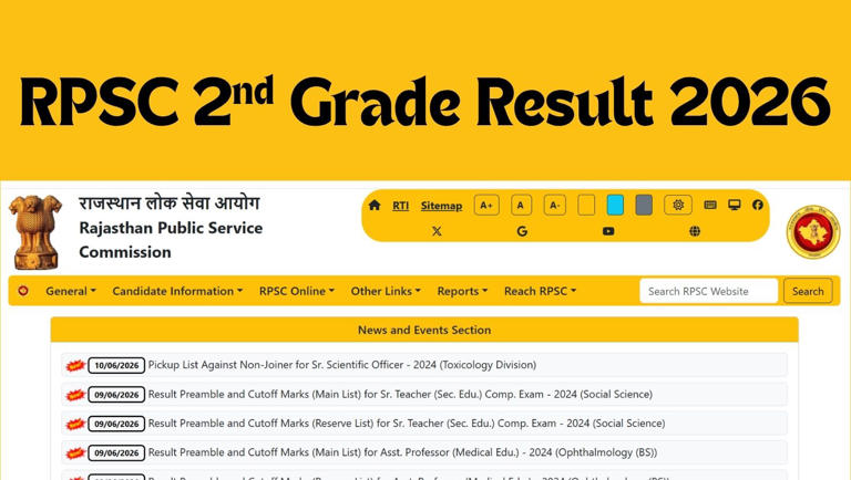 RPSC 2nd grade result 2026 released at rpsc.rajasthan.gov.in: Download ...