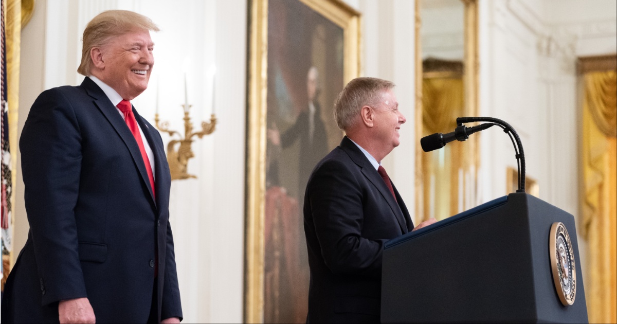 Lindsey Graham tells Trump he’s ‘not far behind God’ in victory speech