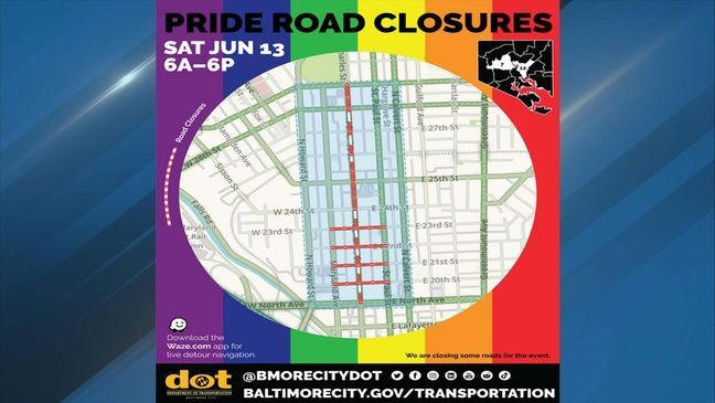 DOT alerts drivers to road closures for Baltimore Pride Parade