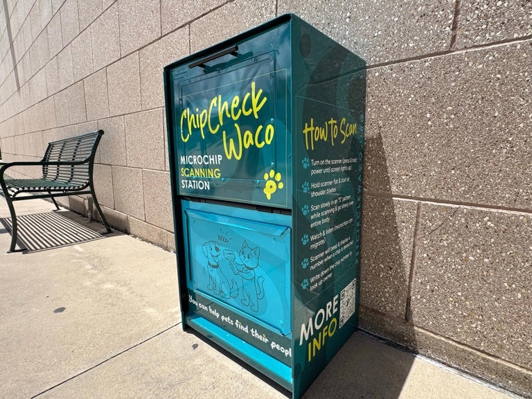 Old newspaper vending machines repurposed as pet microchip scanner ...