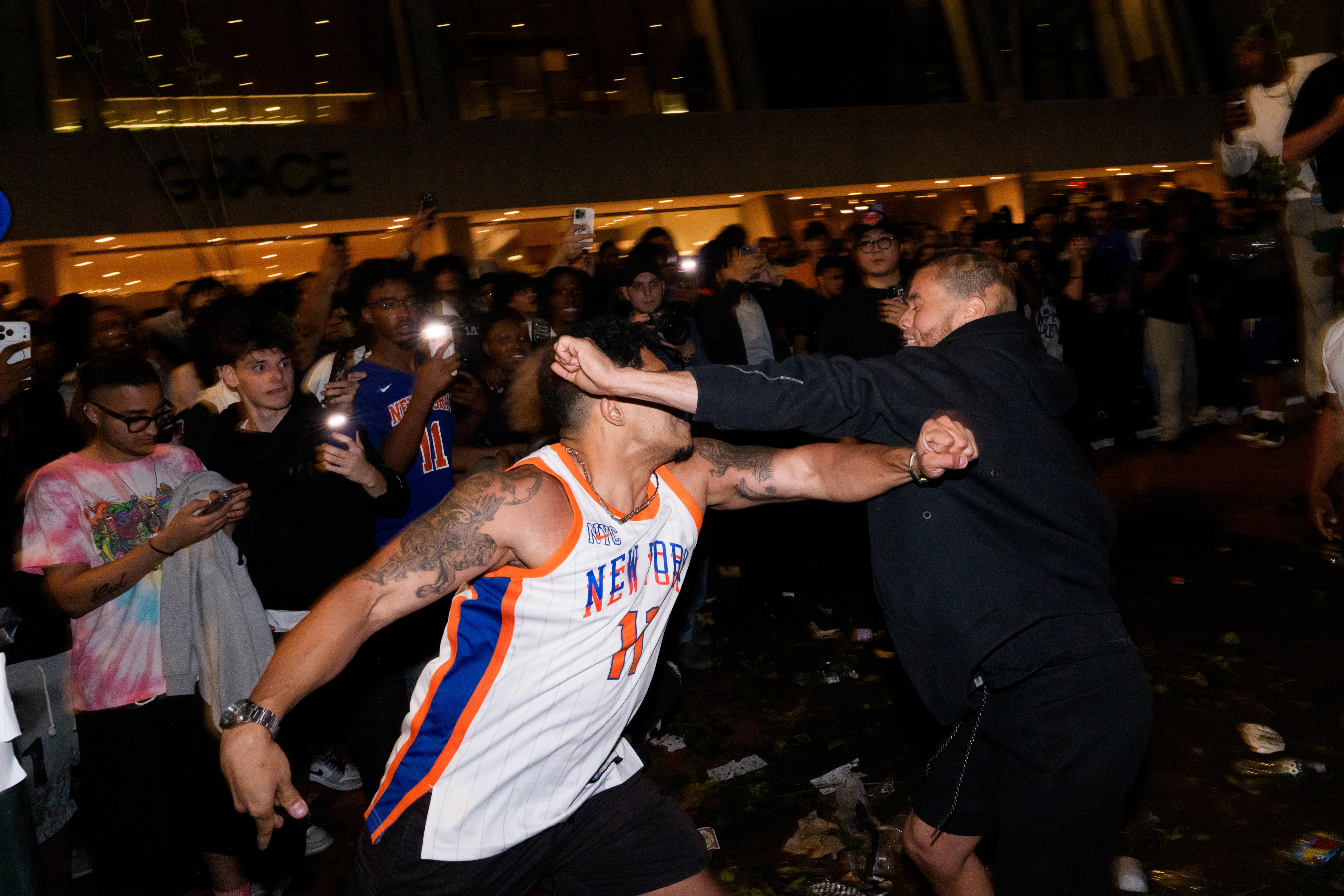 Knicks fans burning sage outside MSG after Trump visit
