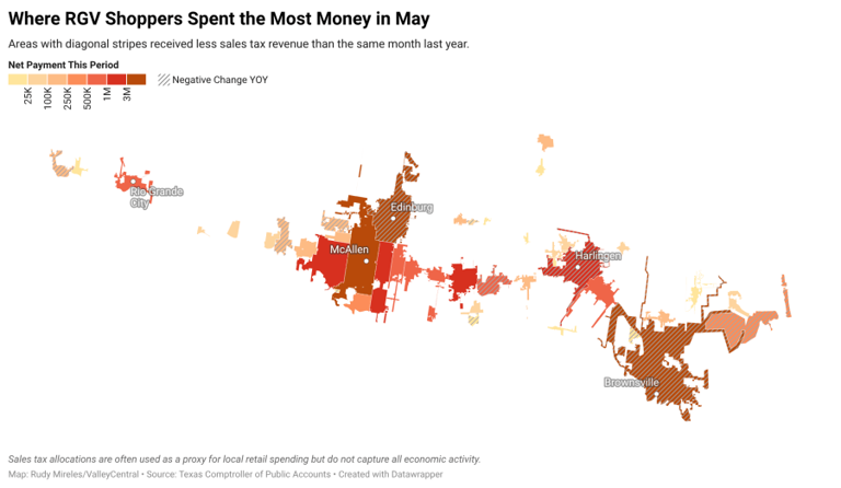 Map: Where Rio Grande Valley shoppers spent the most money in May