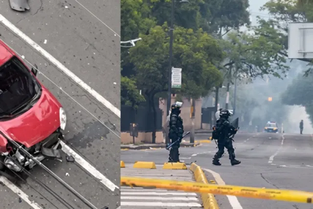Encapuchados lanzaron un artefacto explosivo que impactó un automóvil ...