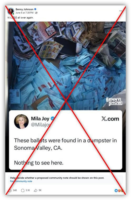 Old photo of election envelopes misrepresented as trashed 2026 ...