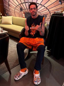 Pete Davidson takes Crocs to MSG with custom Knicks clogs