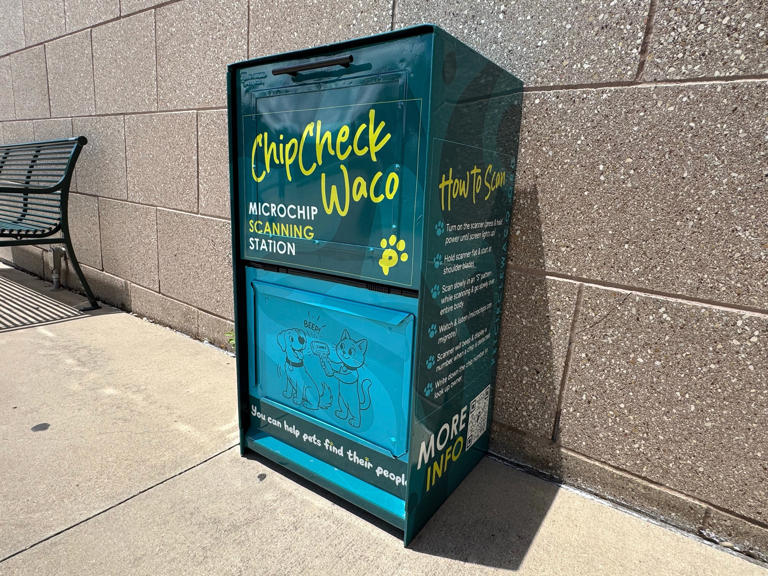 Old newspaper vending machines repurposed as pet microchip scanner ...