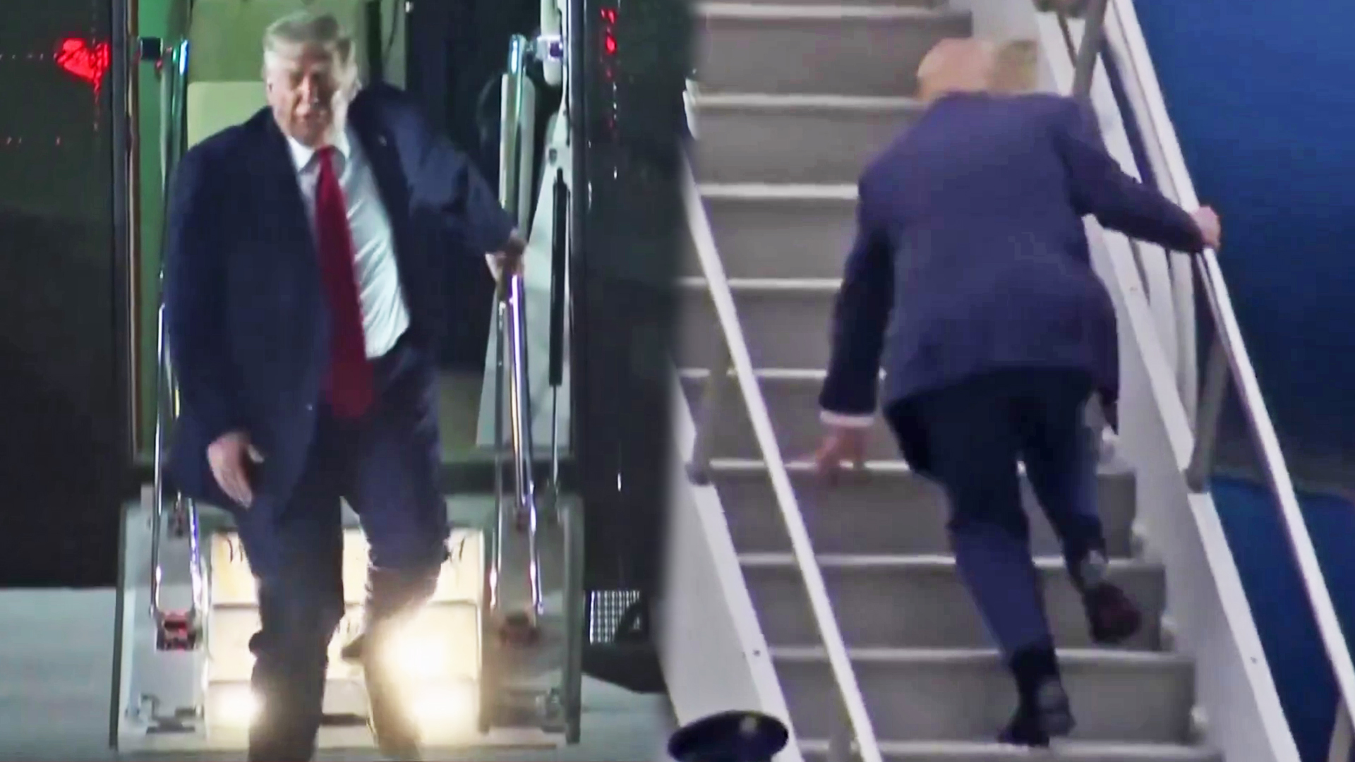 Trump's having trouble walking in a straight line