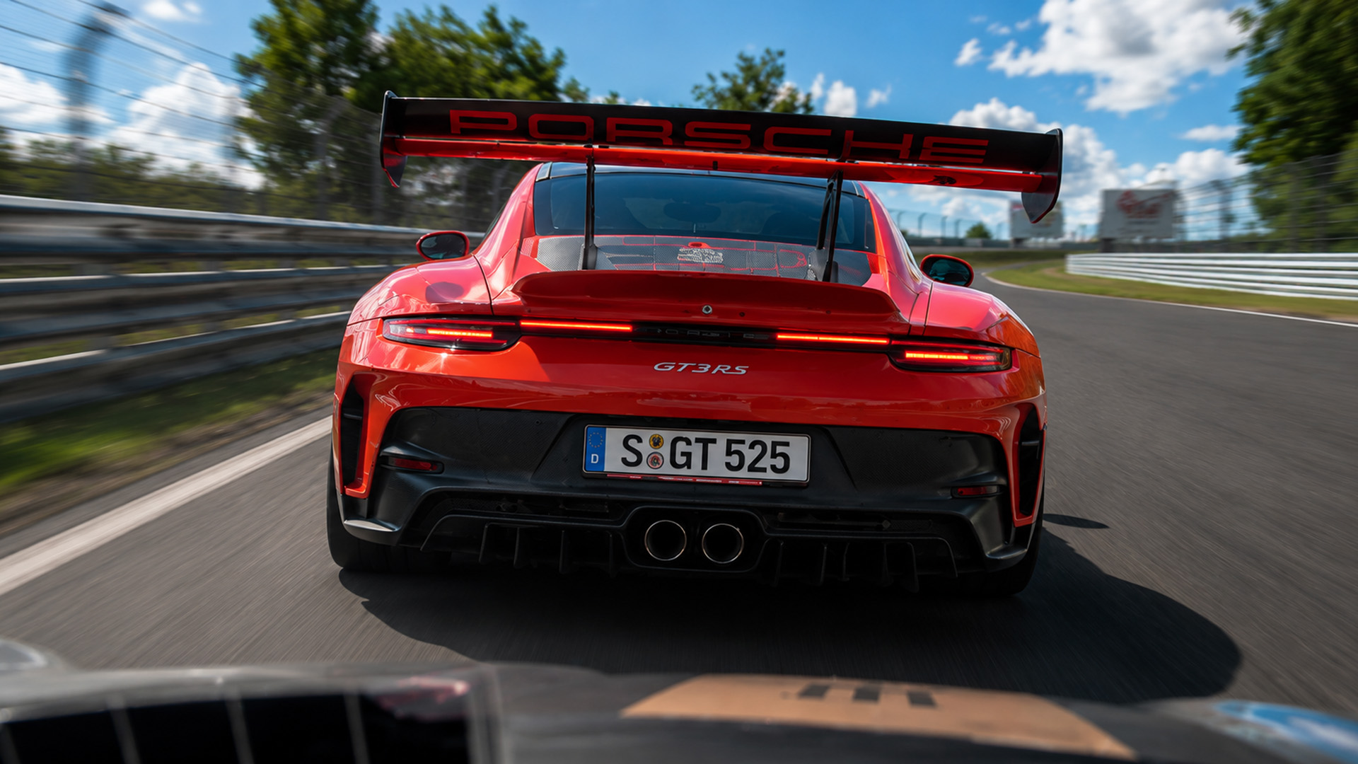 Chasing a fast Porsche GT3 RS on race track