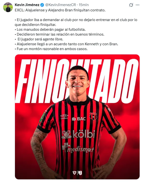 Alajuelense ya tomó la decisión final con Alejandro Bran pero su salida ...