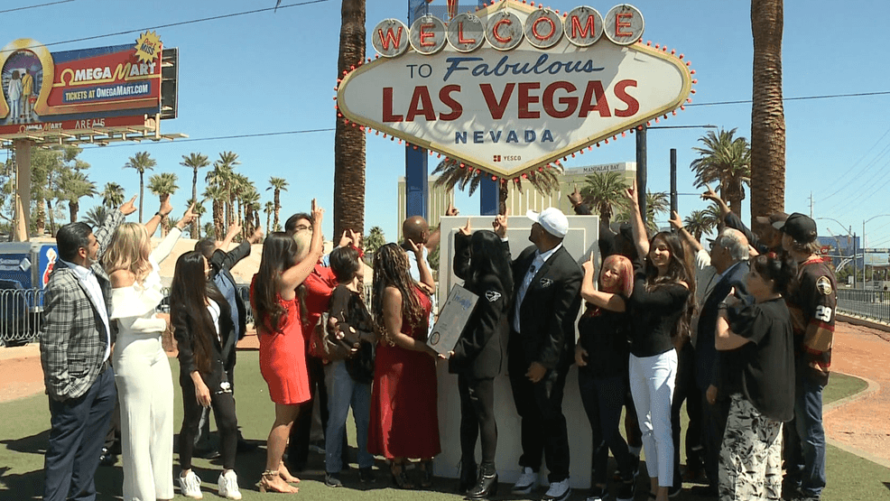 Las Vegas sign glows red to mark Vegas for Athletes Summer Games ...