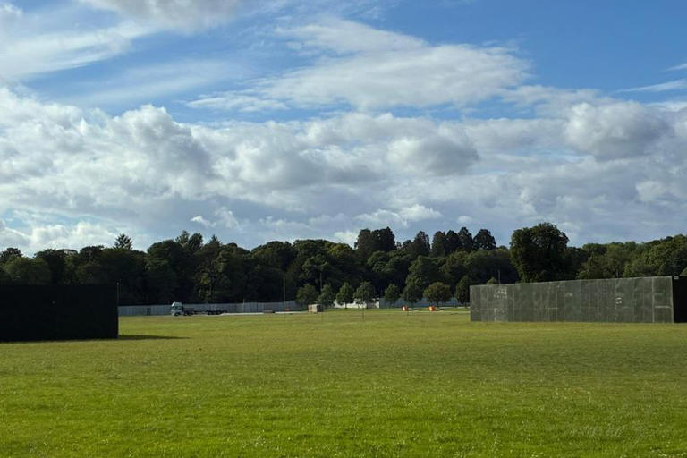 Huge green walls erected around Cardiff park ahead of major event
