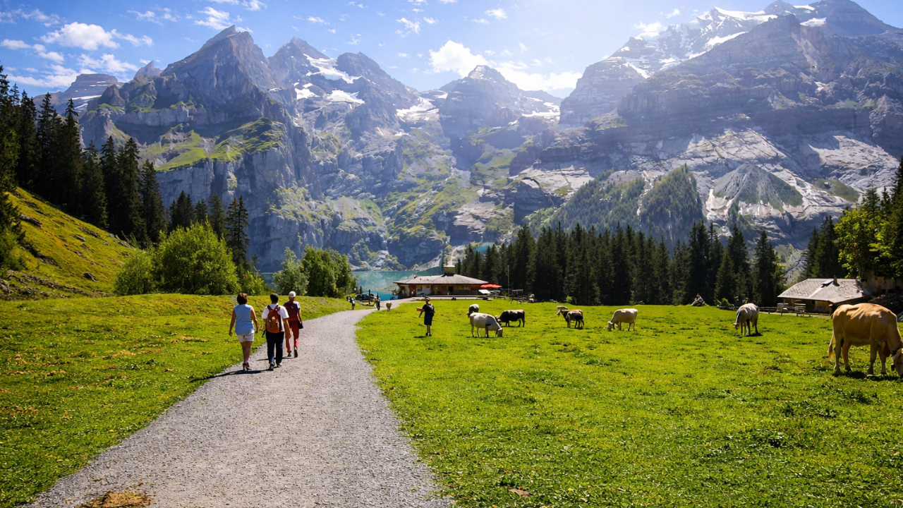 Discovering Switzerland’s beautiful Oeschinen Lake trail (4K)