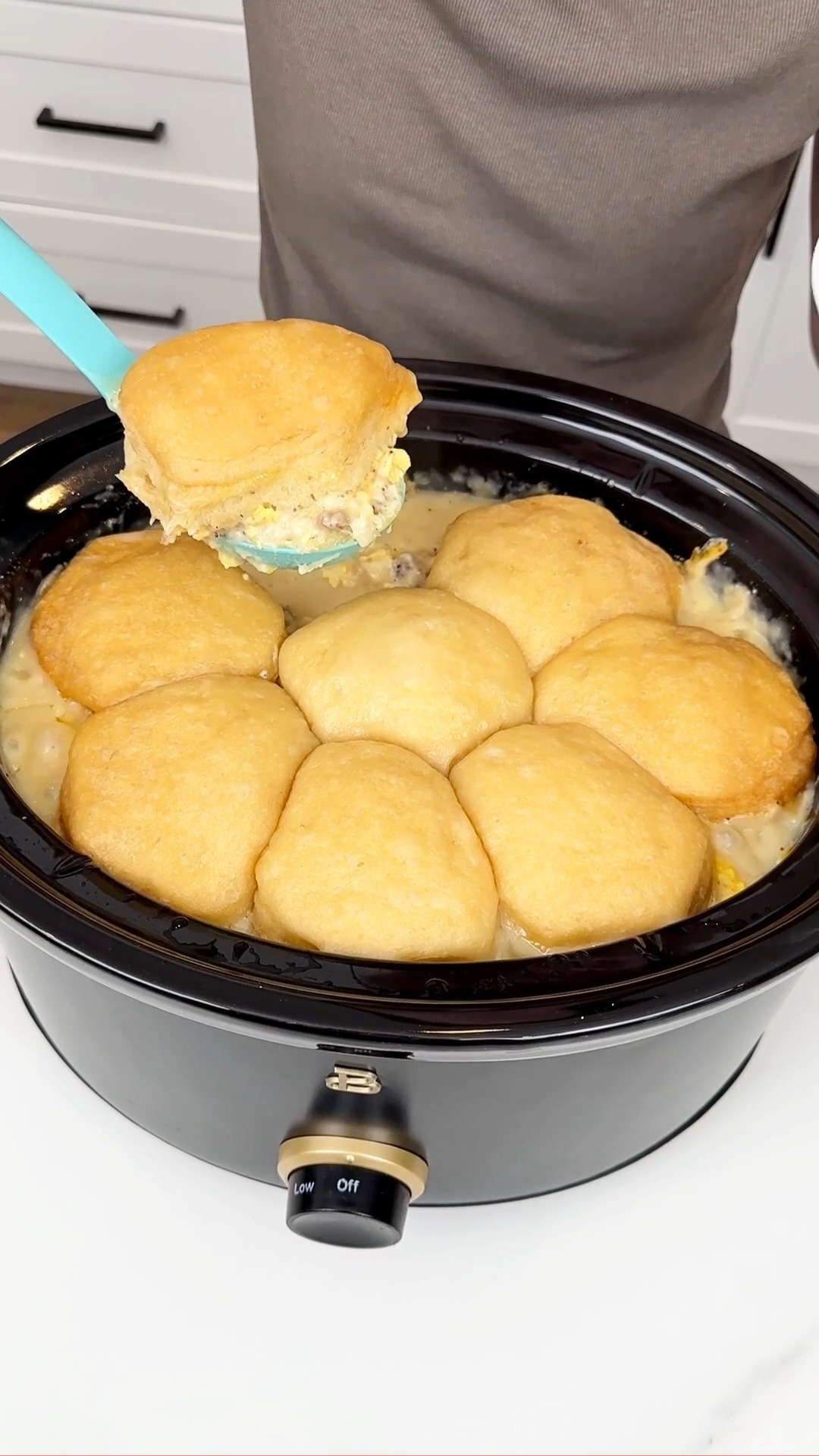 Crockpot sausage gravy and biscuits breakfast
