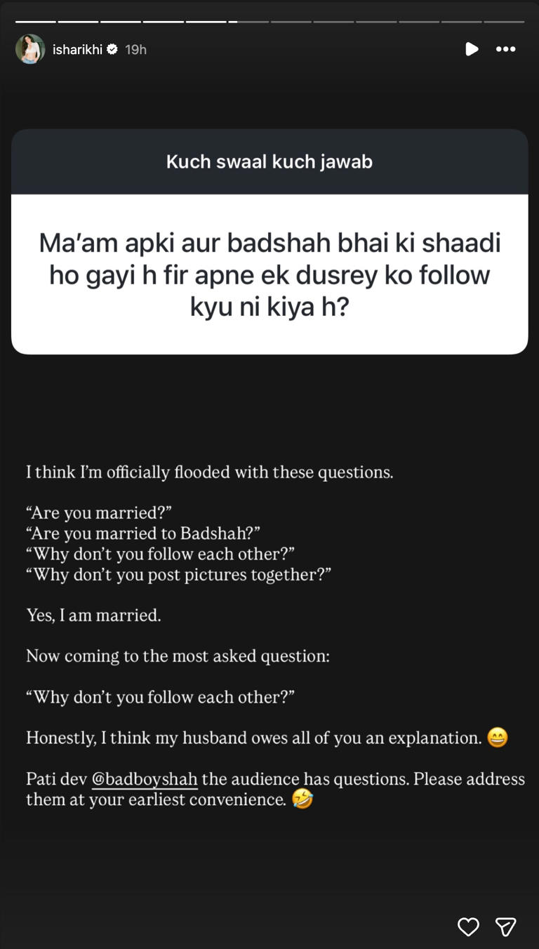 Isha Rikhi confirms marriage to Badshah months after viral pics: 'Pati ...
