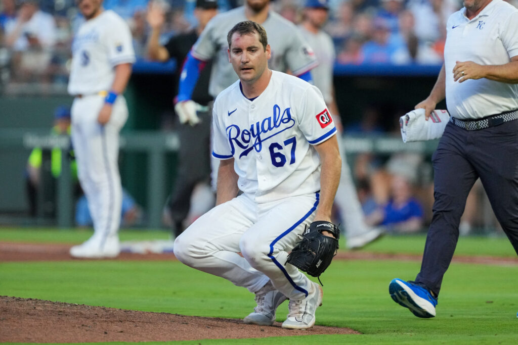 Scary scene as MLB pitcher hit on head by 107 MPH line drive ...
