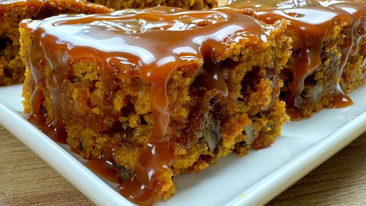 Easy sticky pumpkin cake recipe you will love