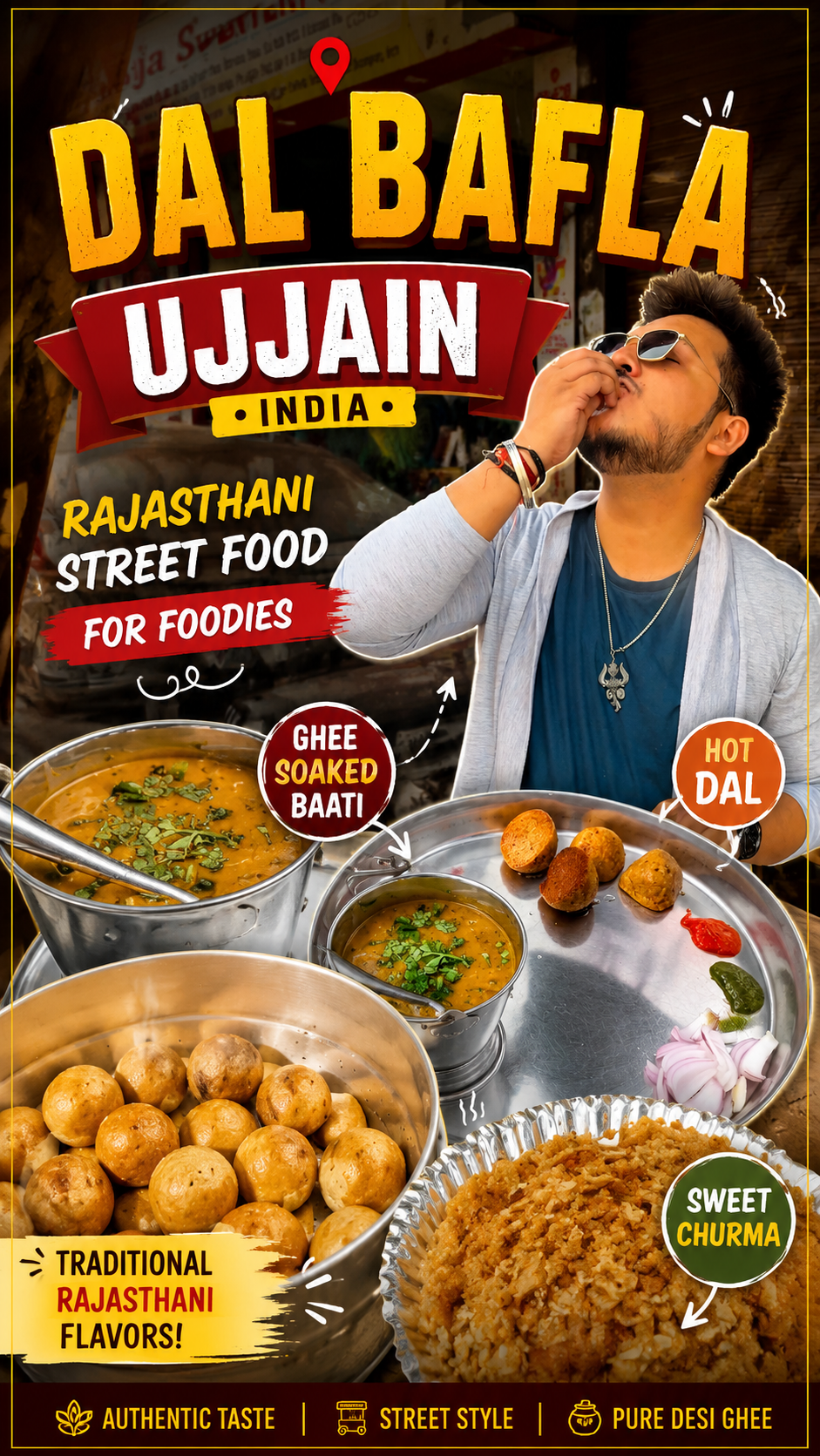 Dal bafla Ujjain India | Traditional Rajasthani street food for foodies ...