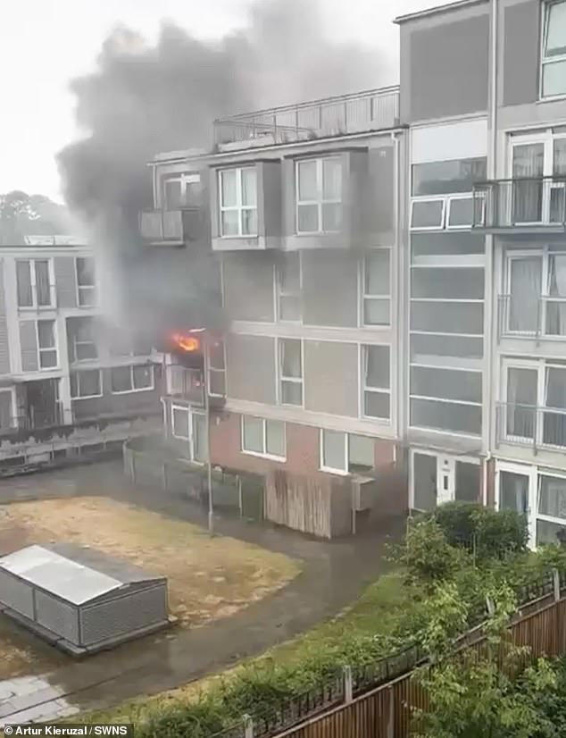 Woman forced to jump from window of burning building after 'two e-bikes ...