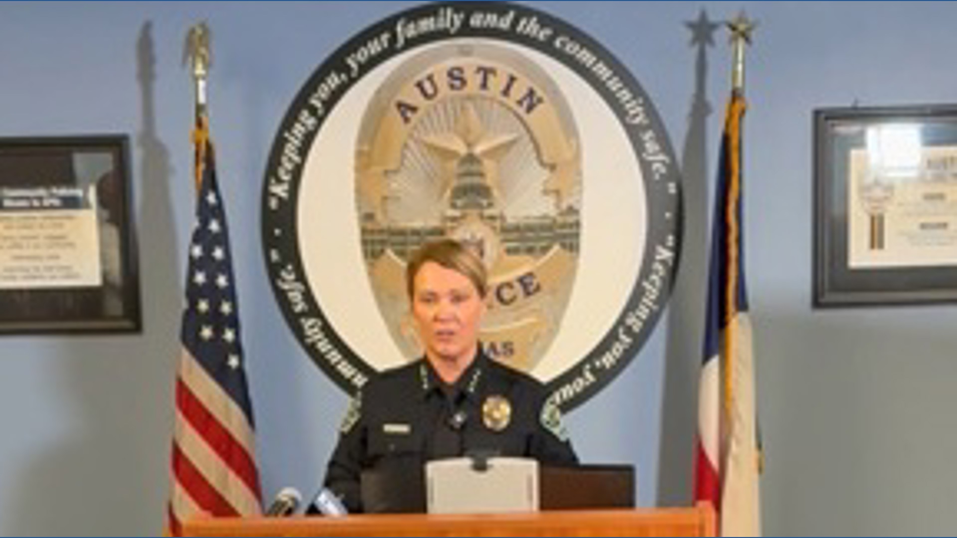 Austin Police Chief Lisa Davis holds press briefing after in-custody death