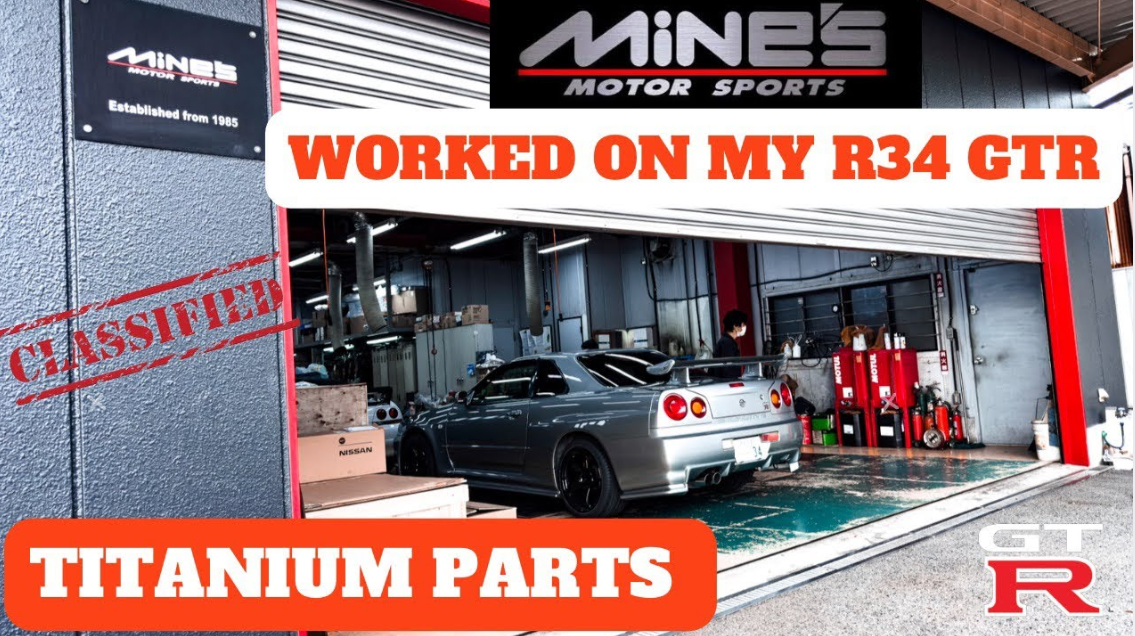 MINES MOTORSPORTS Adds Titanium Parts to R34 GTR in Japan