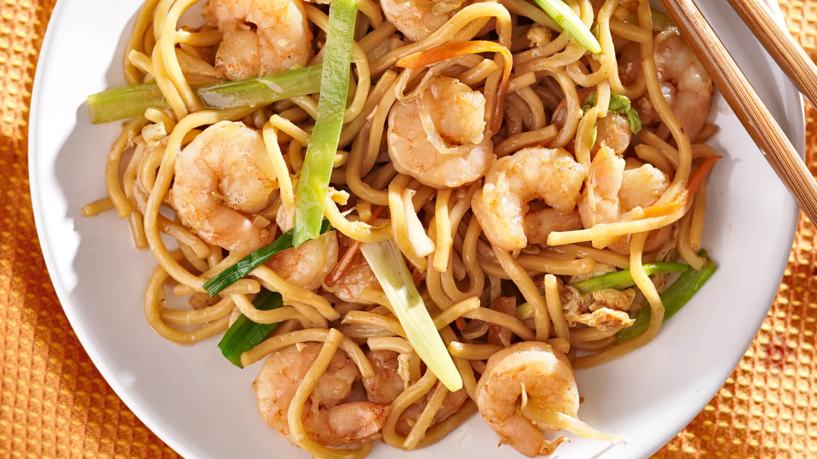This shrimp lo mein delivers that glossy, savory takeout flavor without ...