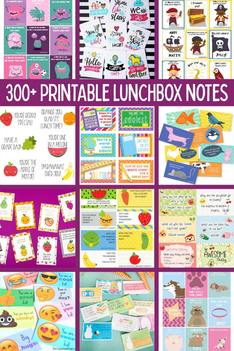 300+ free printable lunchbox notes for every school day