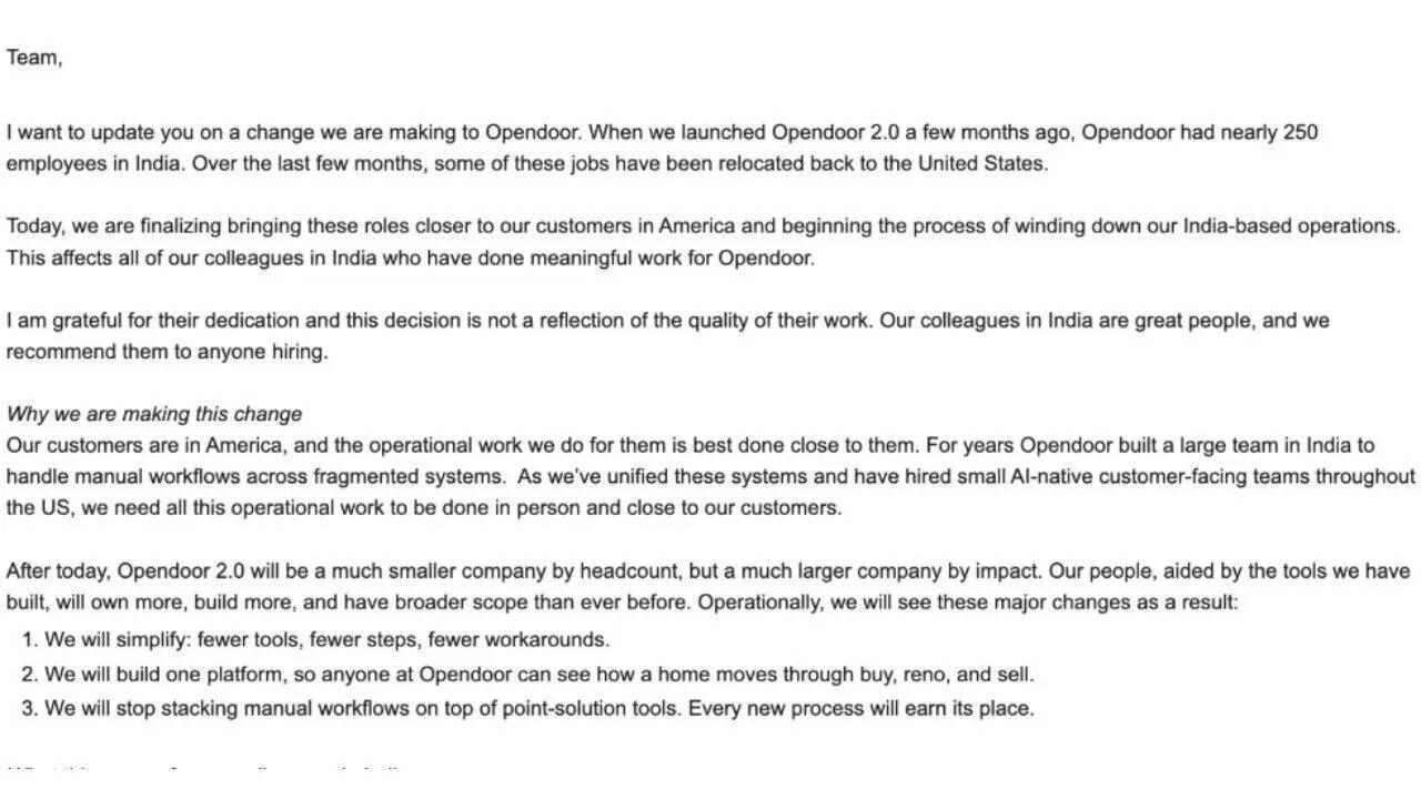 'Saying goodbye to our colleagues': Opendoor shuts India operations ...