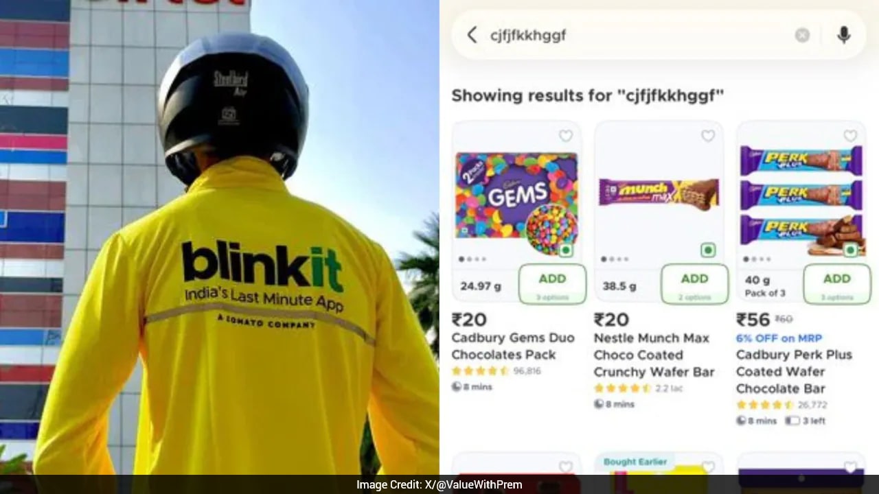 Blinkit returns chocolate results for typing gibberish like toddlers ...