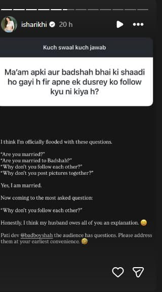 'Yes, I am married': Isha Rikhi confirms marriage with Badshah, shares ...