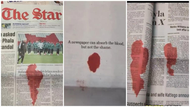 'Blood-stained' newspaper? How a South African front-page ad is ...