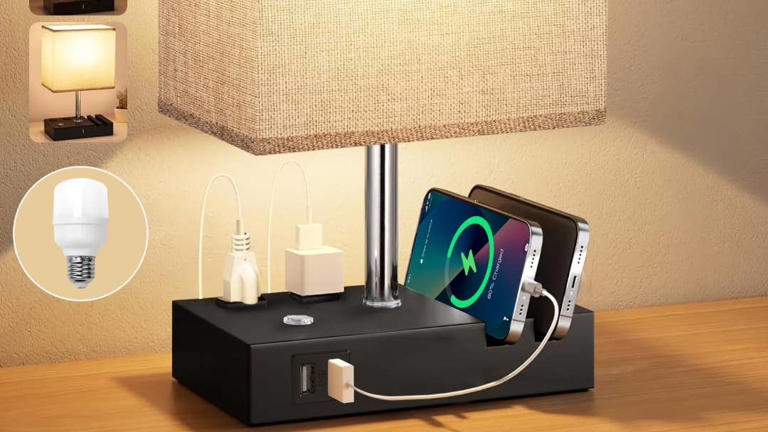 Walmart’s 'pretty' $30 table lamp with built-in charging ports is the ...
