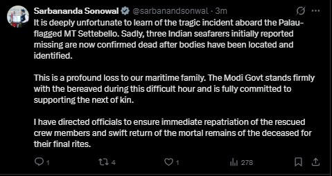 3 Indian sailors killed in US attack on ship off Oman coast