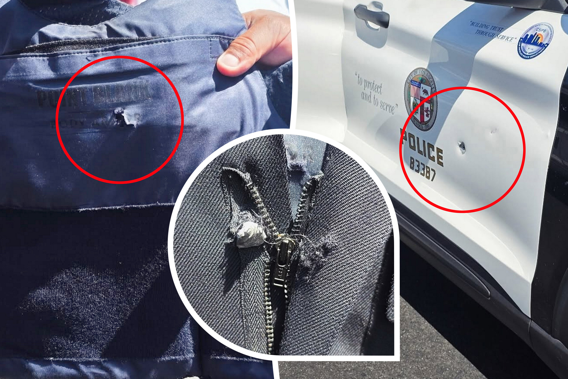 Officer shot in chest during LA gun battle saved by body armour