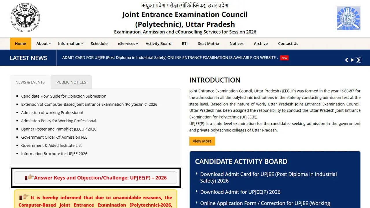 JEECUP answer key 2026 out: UP polytechnic response sheet released at ...