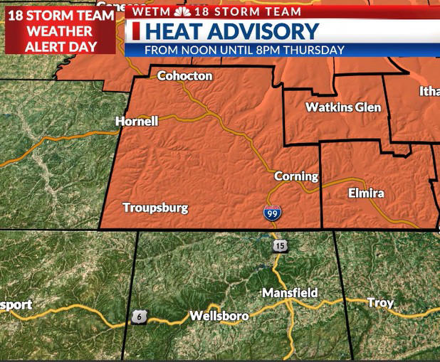 Alert: Heat advisory issued for Twin Tiers