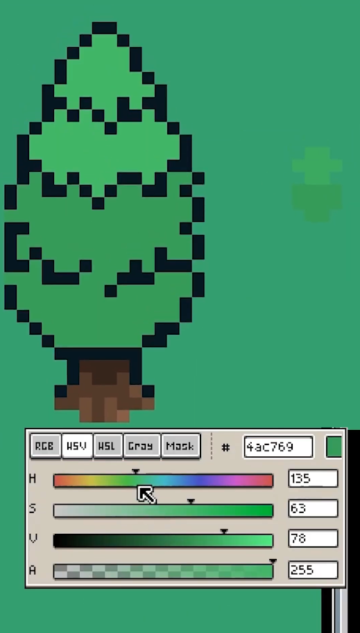 Pixel art tree lighting techniques