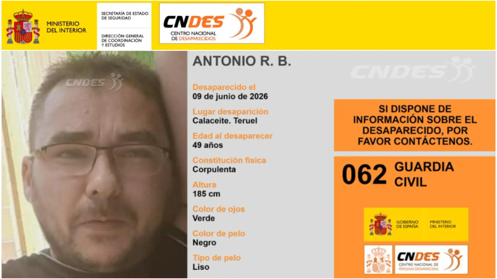 La Guardia Civil busca a un hombre de 49 años desaparecido esta semana ...