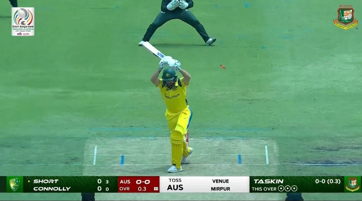 Watch: Three ducks in a row! Matthew Short falls to Taskin Ahmed’s ...
