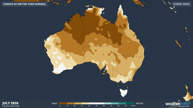 El Niño shaping Australia’s winter-spring 2026 weather outlook – in maps