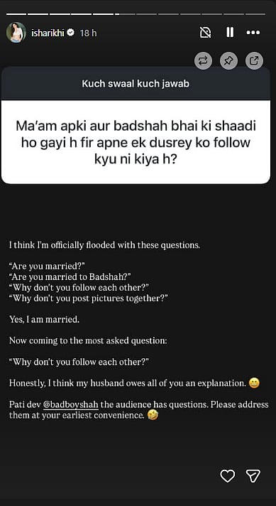 Isha Rikhi shares first photo with Badshah after confirming marriage ...