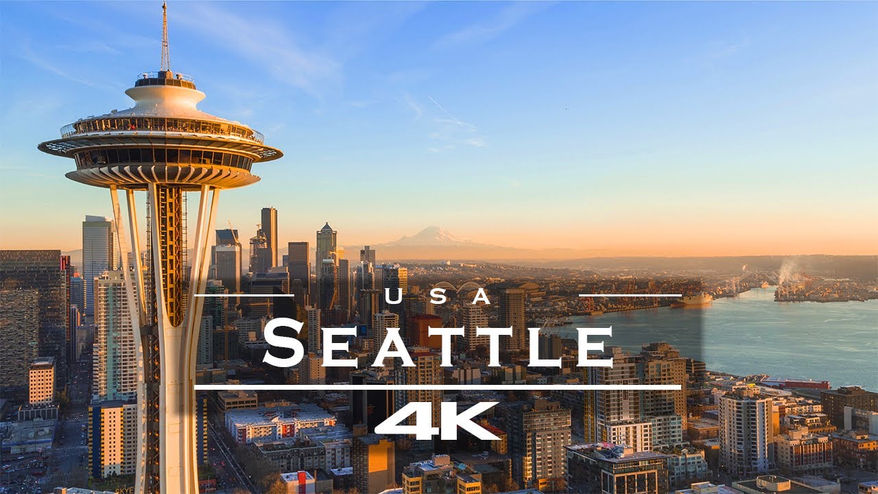 Seattle from above skyline views in cinematic 4K