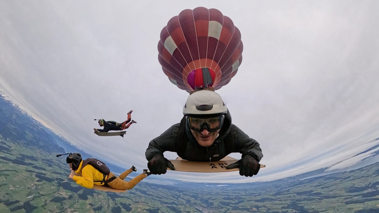 What happens when you take cardboard skydiving?