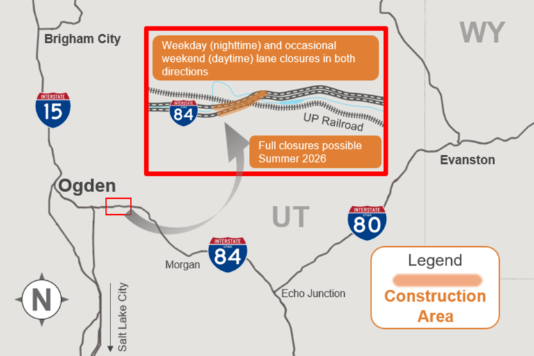 Expect delays: Eastbound I-84 through Weber Canyon to close for bridge work