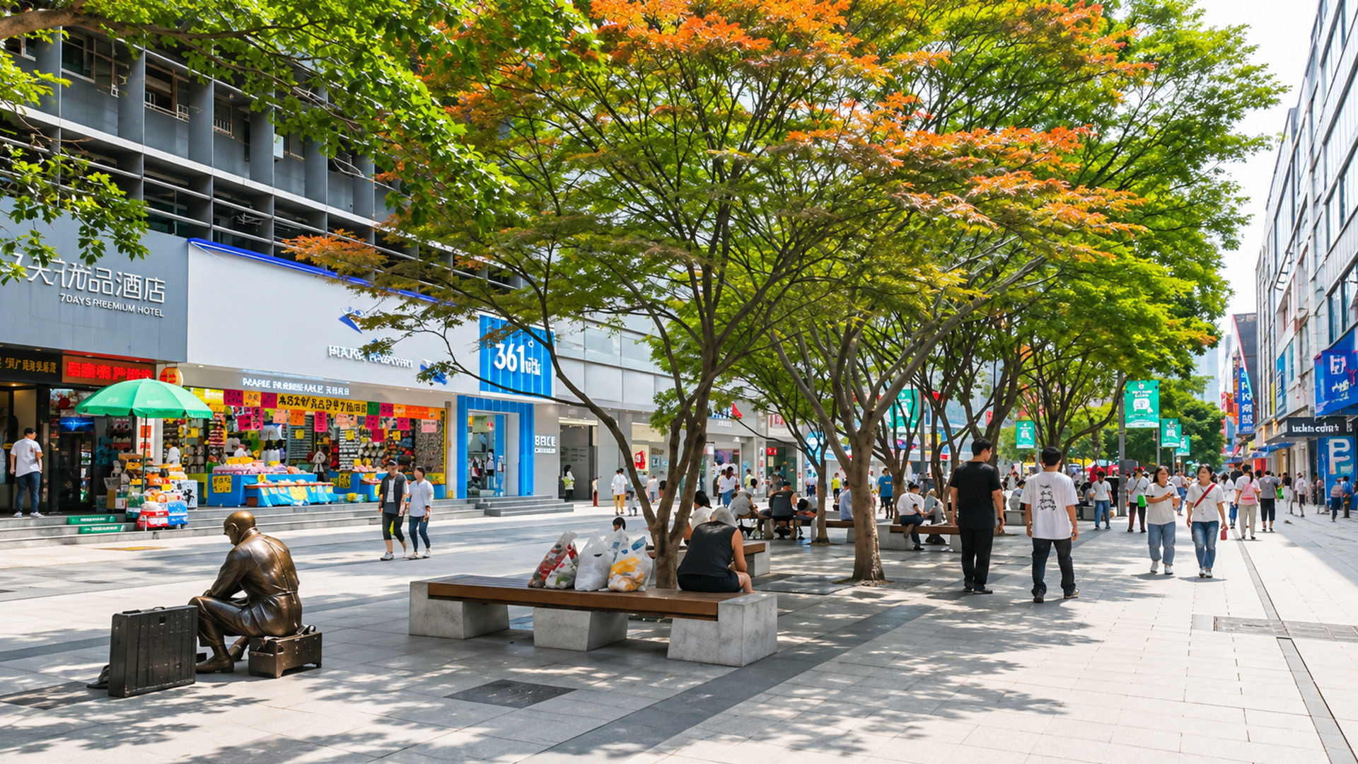 China’s Open-Air Mall Hides A Calm Scene Beneath Bright Leave
