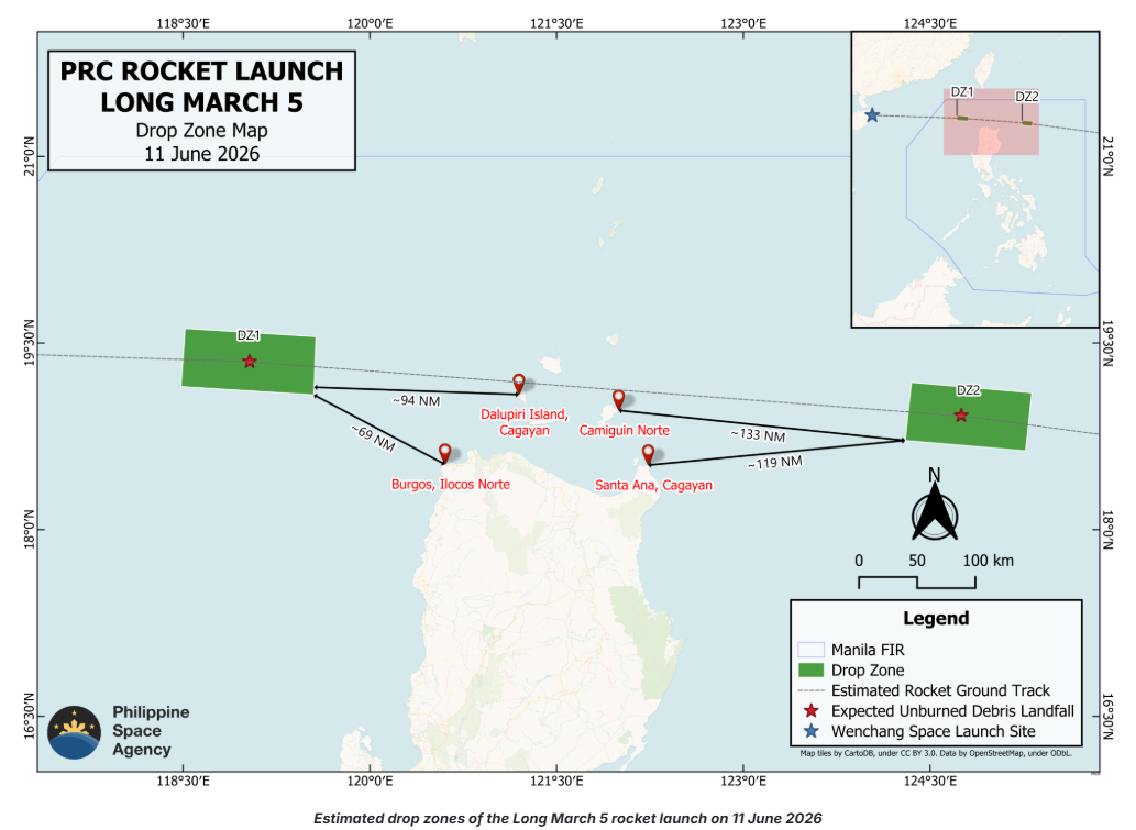 PhilSA warns of falling debris in Northern Luzon areas after China ...
