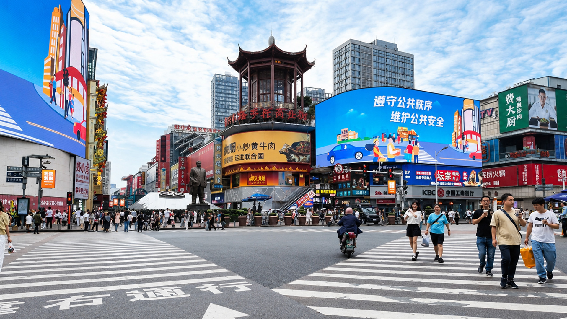 China’s busy downtown square hides tradition behind flashing modern screens